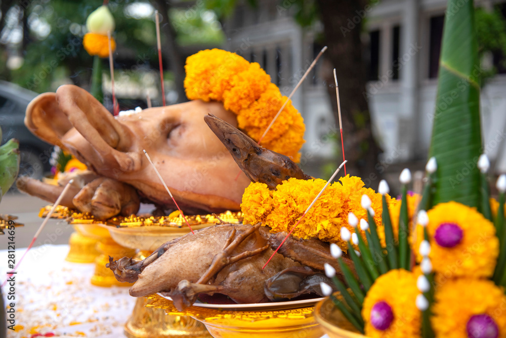 Brahmin religious rituals , Boar's head brought to worship the sacred ...