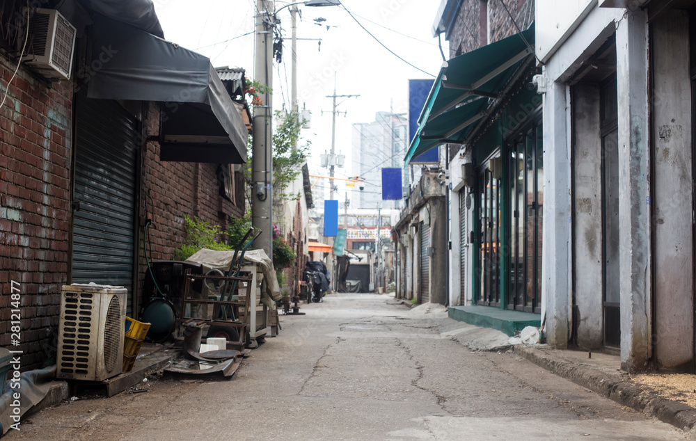 Old narrow alley Korea. streets and narrow alleyways of Korea. Stock ...