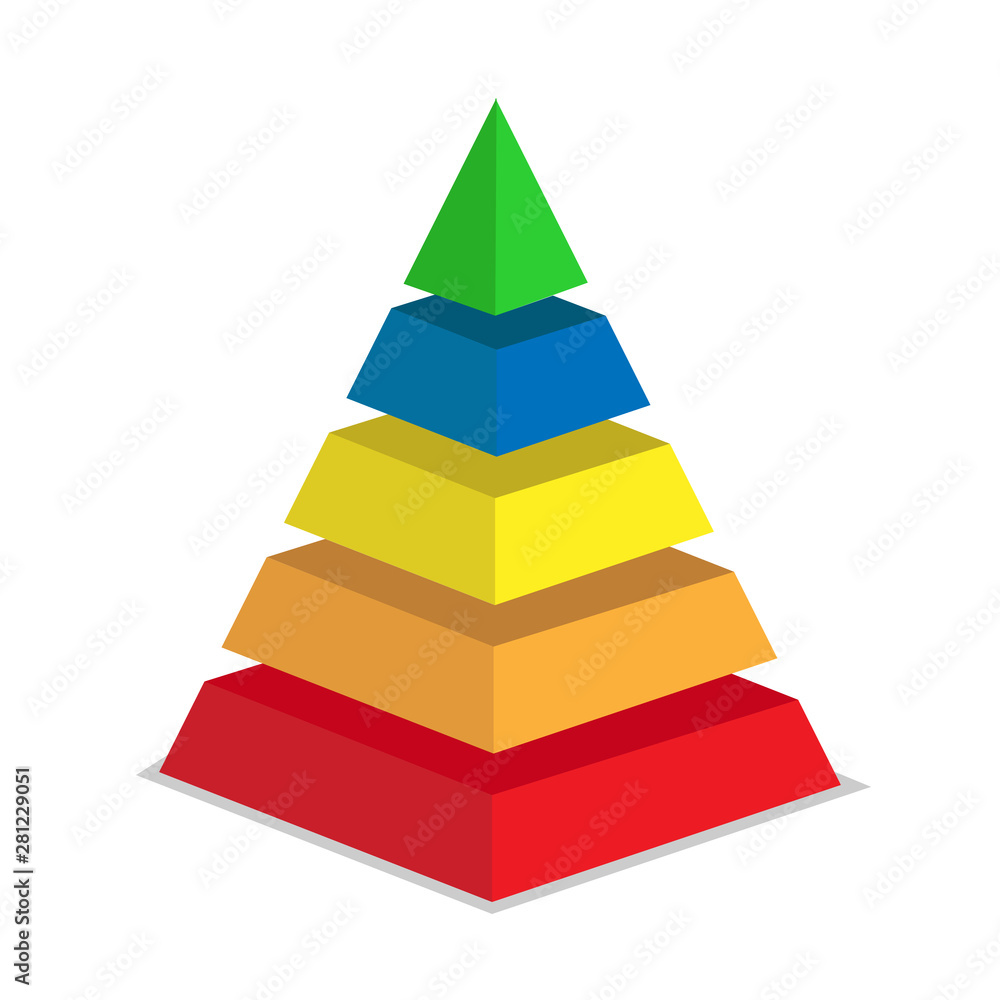 Pyramid of success of five sections. Infographics for presentations of ...