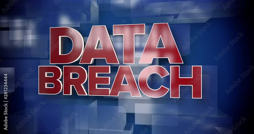 A red and blue dynamic 3D Data Breach news title page background ...
