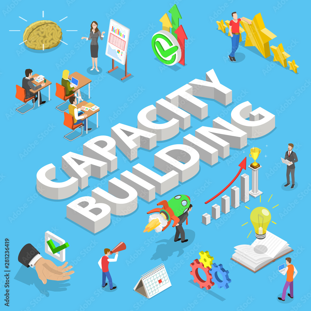 Isometric flat vector concept of capacity building, process of skills ...