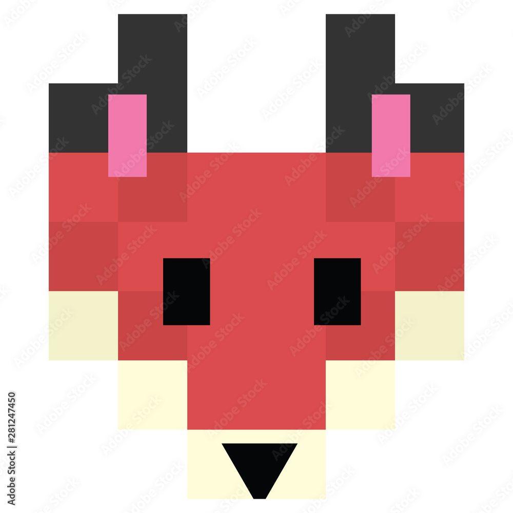 Cute 8 bit forest fox vector illustration. Woodland canine head shot ...