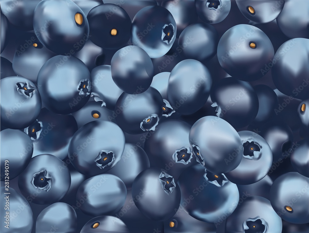 Beautiful blueberry Background. 3d fresh realistic berry. Texture ...