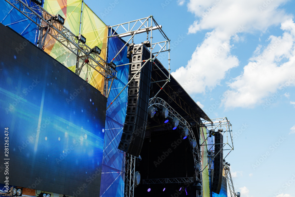 Free scene without people with lights. Elements of concert lighting ...