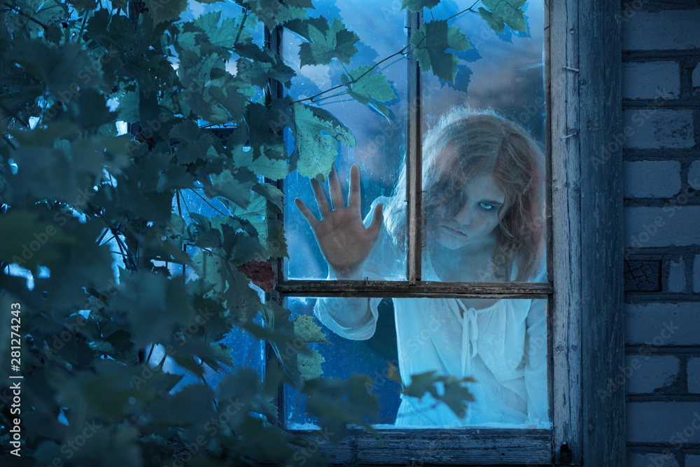 Old Lady Ghost In Window