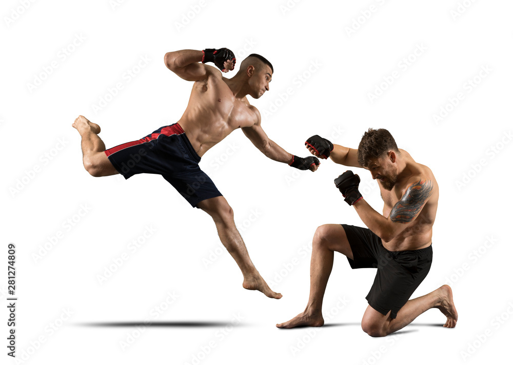 MMA boxers fighters fight in fights without rules Stock Photo | Adobe Stock