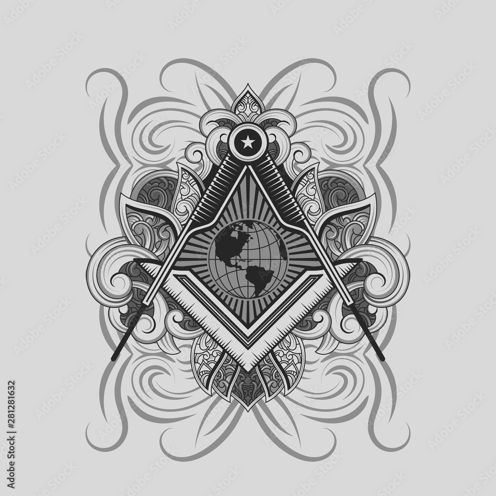 MASONIC SQUARE AND COMPASS SYMBOL Stock Vector | Adobe Stock