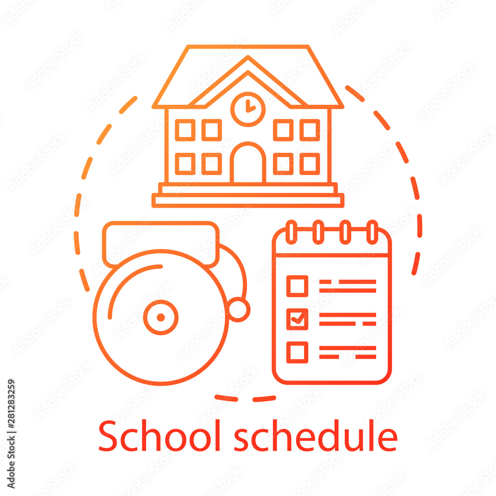 School schedule organization concept icon. Educational plan idea thin ...