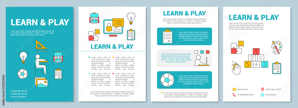 Learn and play brochure template layout. Children entertainment and ...