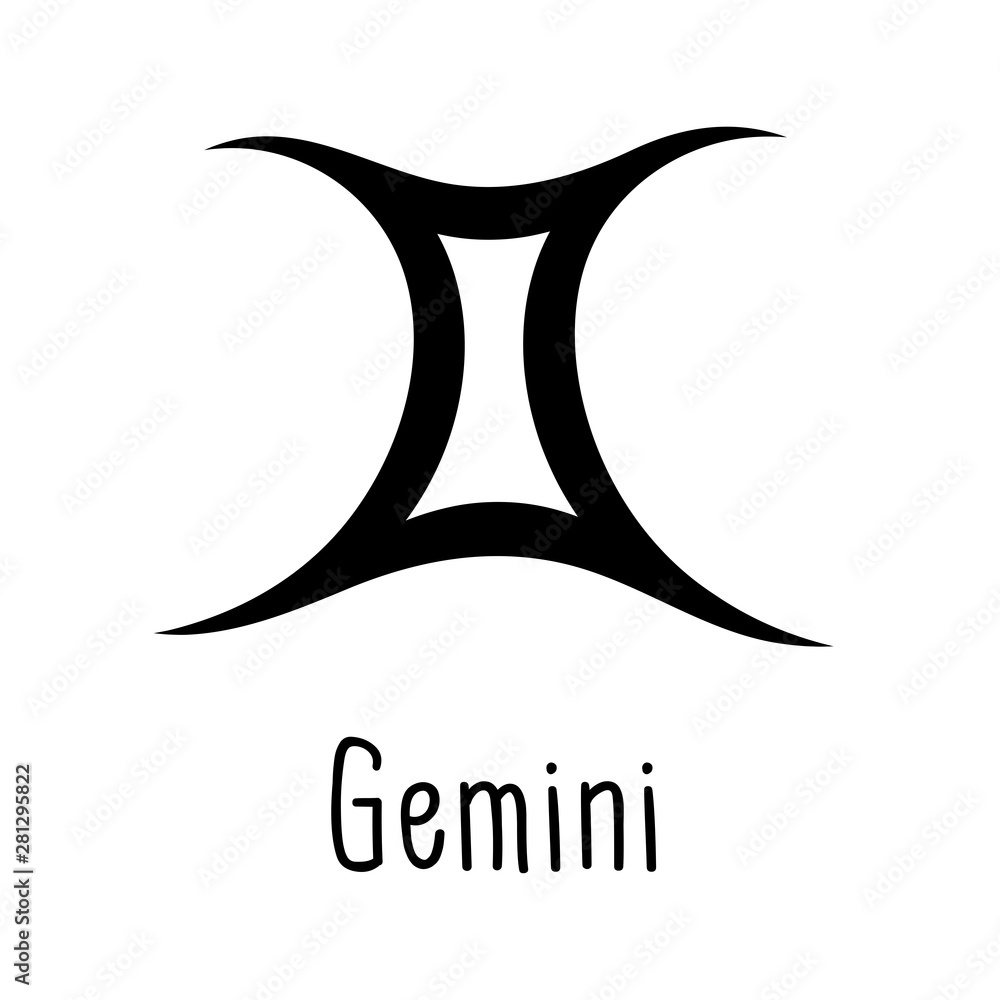 Gemini astrological zodiac sign isolated on white background. Simple ...