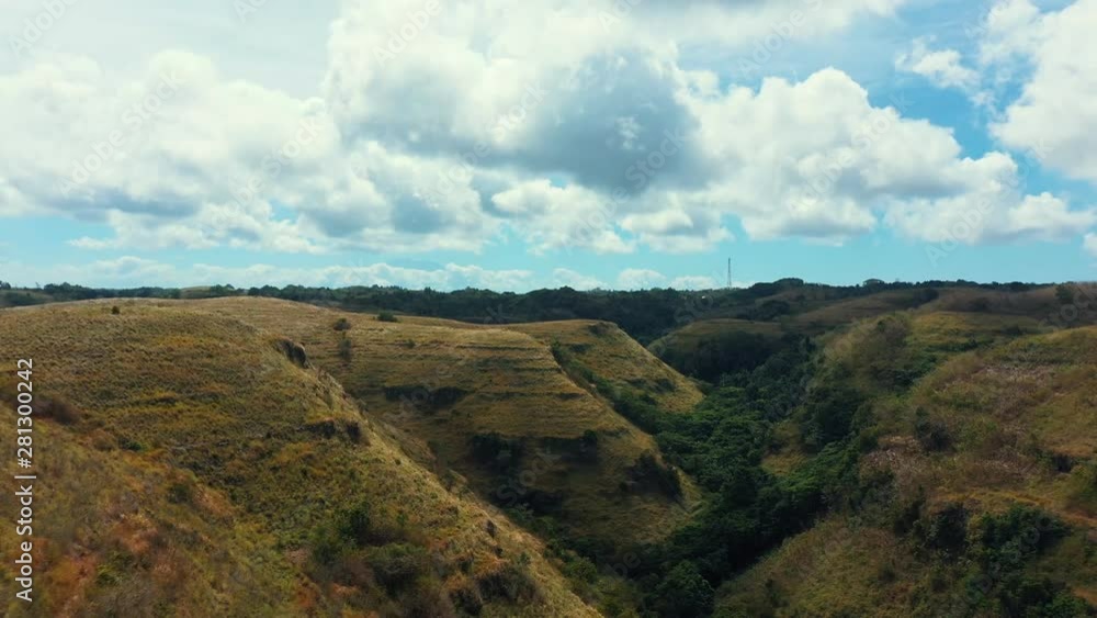 Teletubbies Hill. Revealing Drone Shot Tropical Savanna Valley at Nusa ...