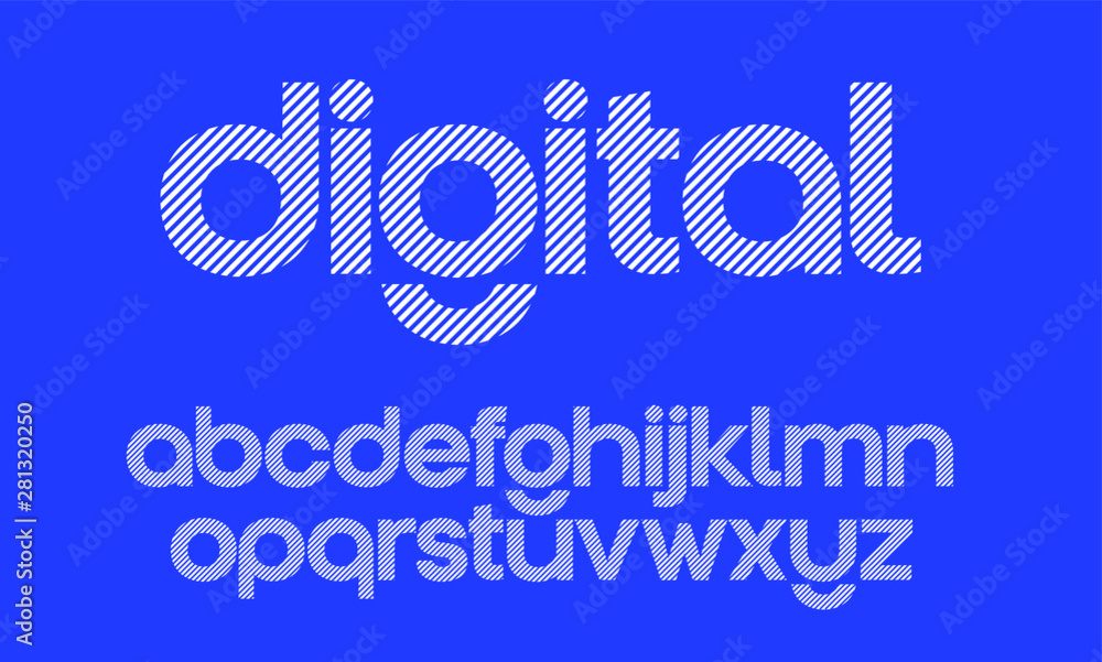 Modern, digital geometric vector font. Letters filled with Diagonal ...