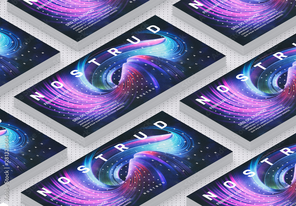 Futuristic Flyer Layout with 3D Fractal Background Element Stock ...