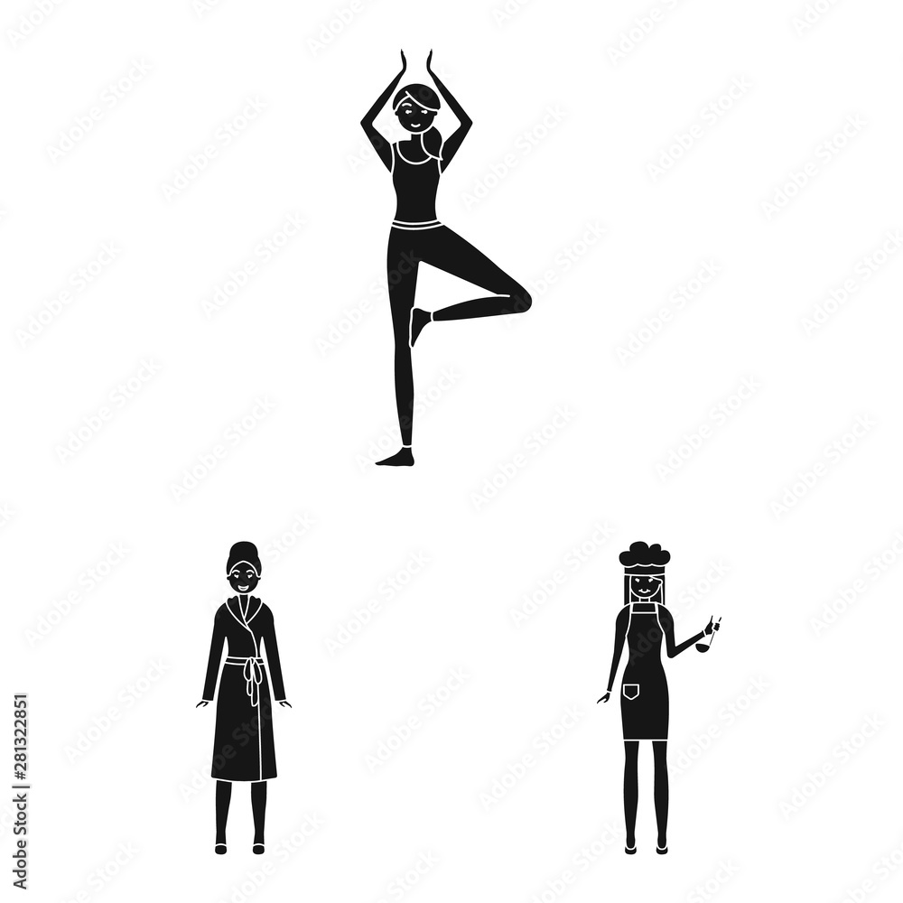Isolated object of emotions and female icon. Set of emotions and body ...