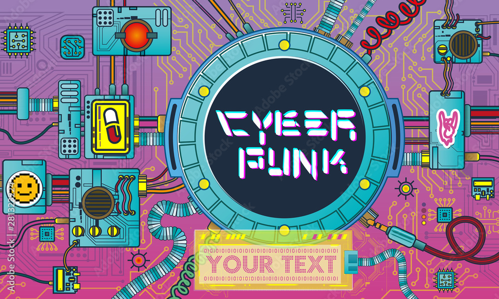 futuristic poster with retro games elements tech abstract poster ...