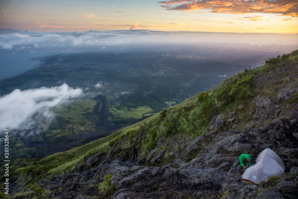 Hiking on the Mayon Volcano Stock Photo | Adobe Stock
