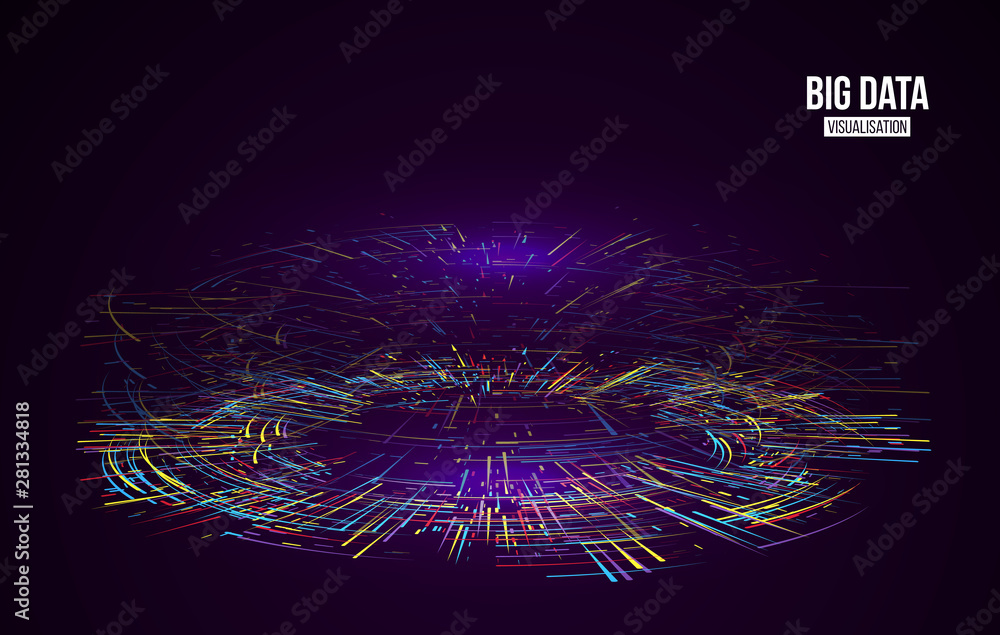 Big Data Visualization Abstract Background With Lines Array And Binary Code Connection