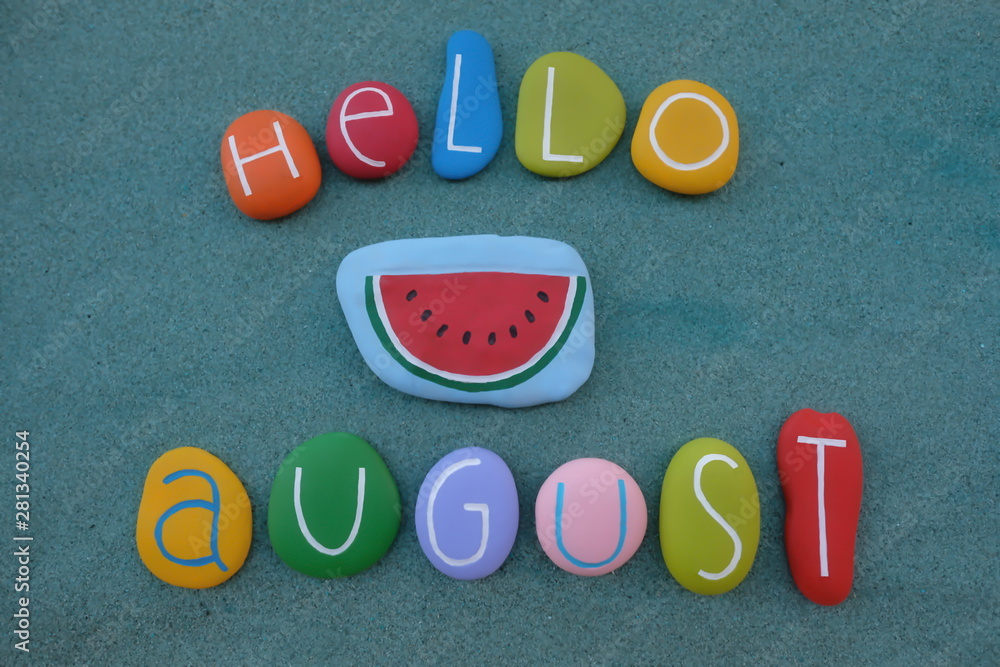 Hello August, summer season month celebrated with a colorful ...
