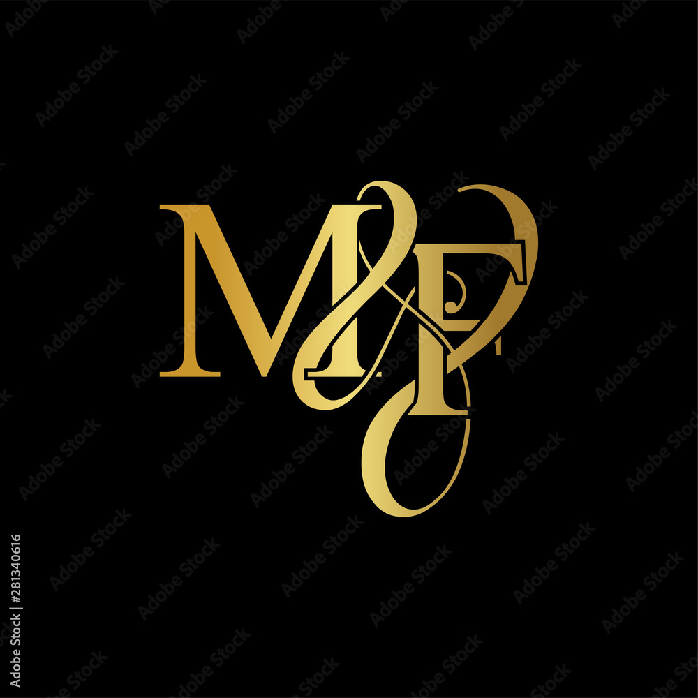 Initial letter M & F MF luxury art vector mark logo, gold color on ...
