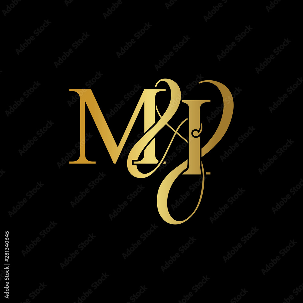 Initial letter M & I MI luxury art vector mark logo, gold color on ...