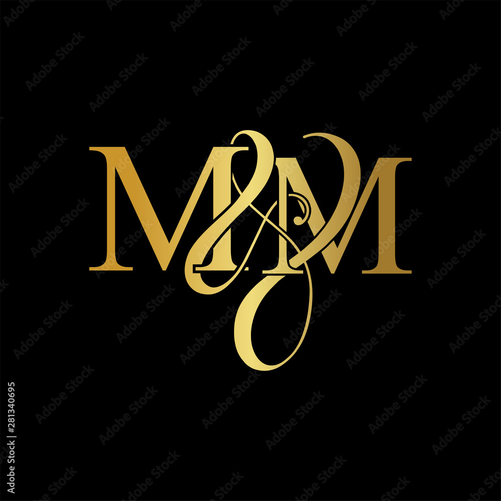 Initial letter M & M MM luxury art vector mark logo, gold color on ...
