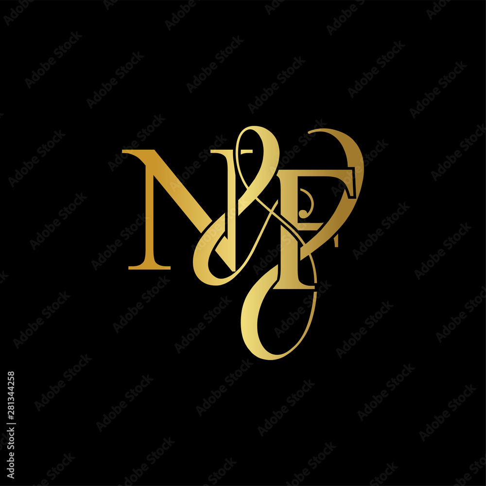 Initial letter N & F NF luxury art vector mark logo, gold color on ...