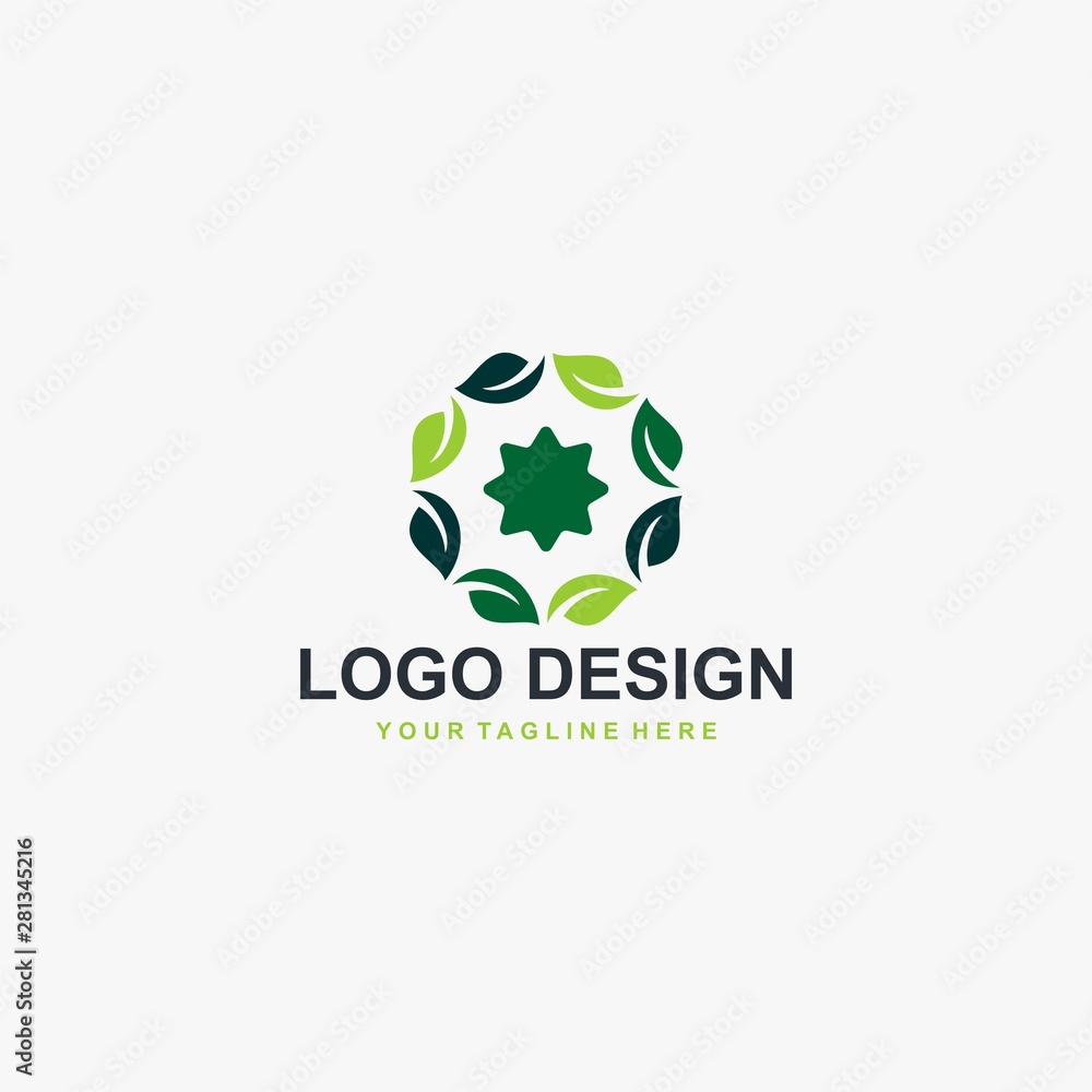 Green leaf logo design vector. Plant abstract illustration symbol ...