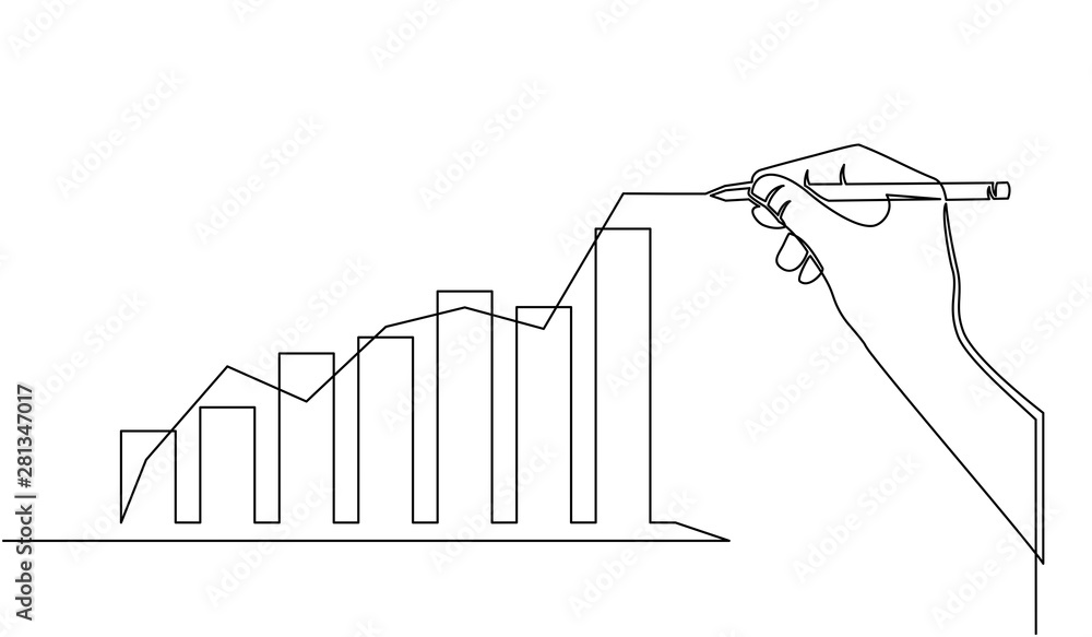 continuous line of businessman drawing graph growing. Design ...