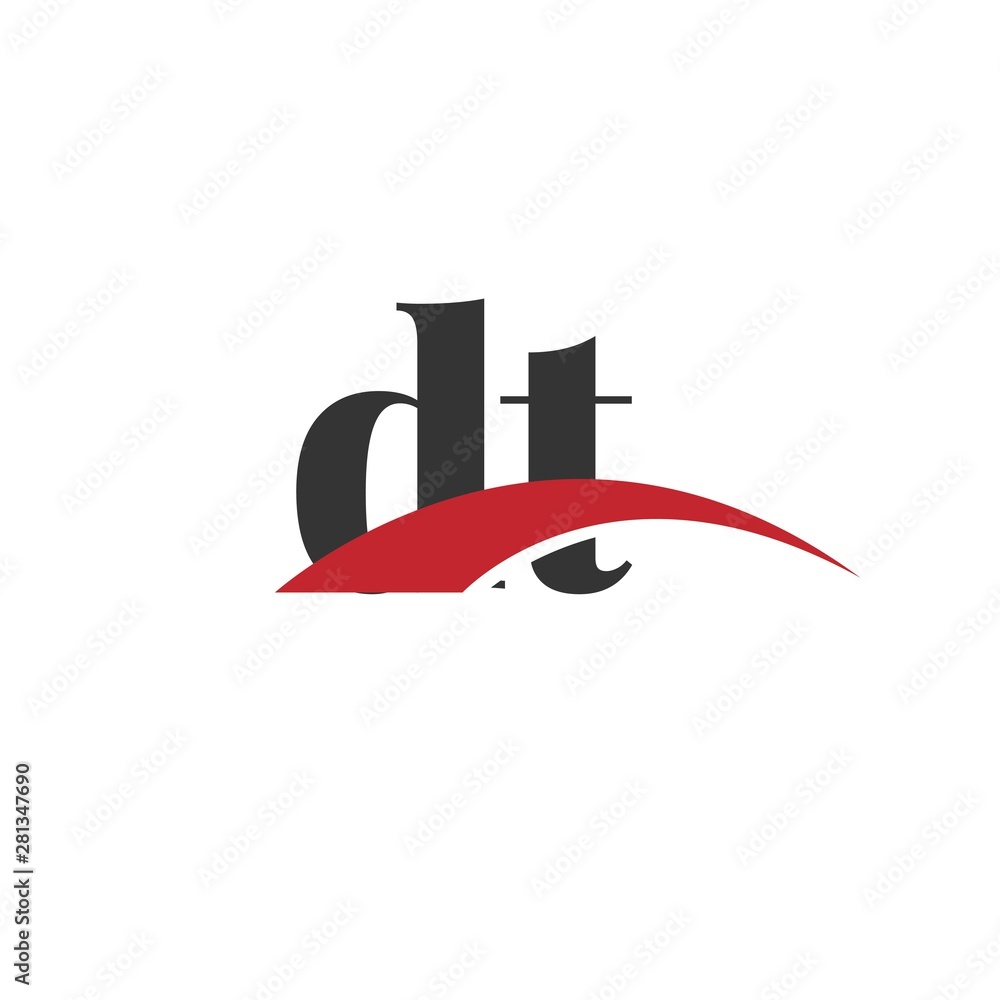Initial Letter DT Swoosh Logo Red and Black Stock Vector | Adobe Stock