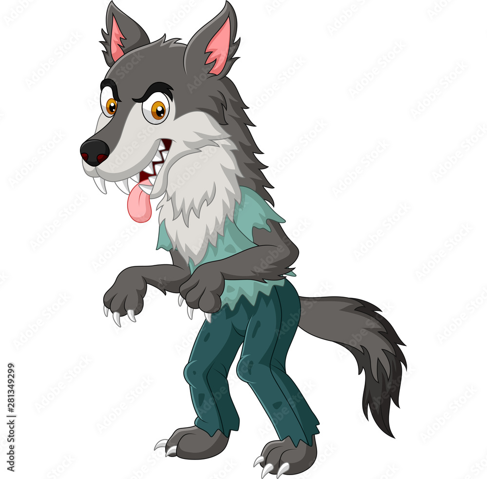 Cartoon angry werewolf isolated on white background Stock Vector ...
