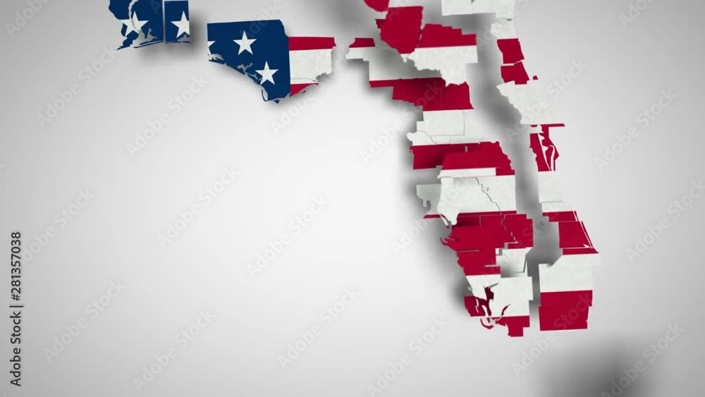 Motion Graphics Animated Map of Florida Forming - USA Flag vídeo do ...