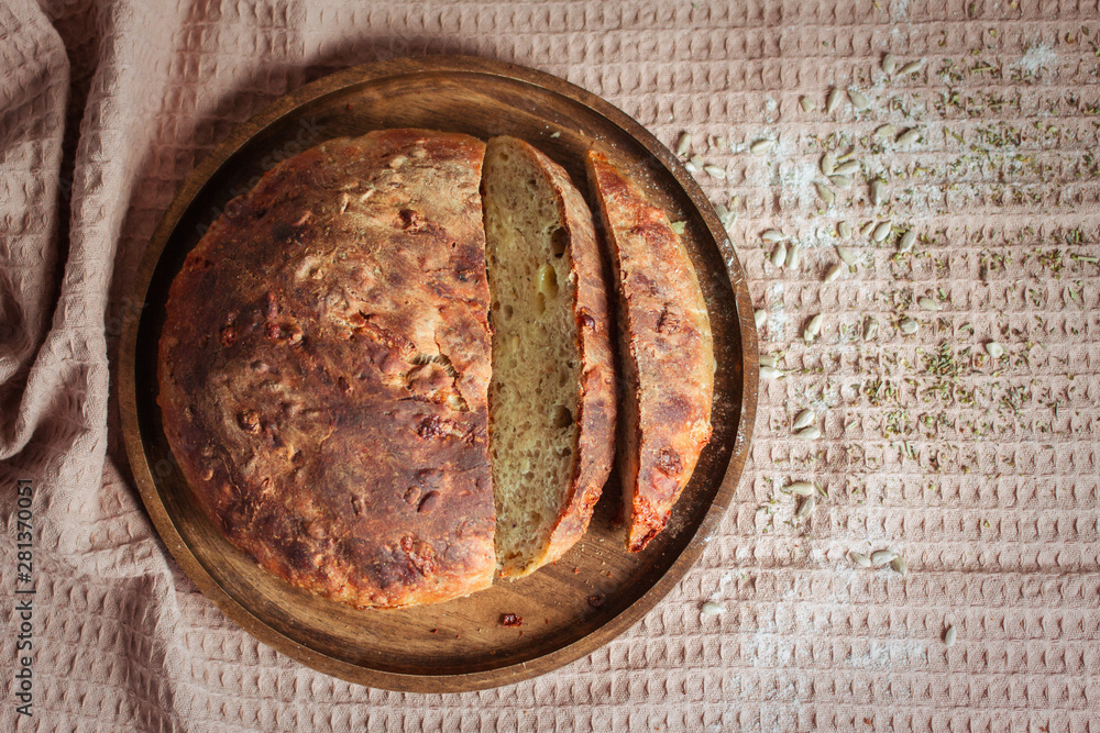 fragrant sourdough bread with Provencal herbs and cheese Stock Photo ...