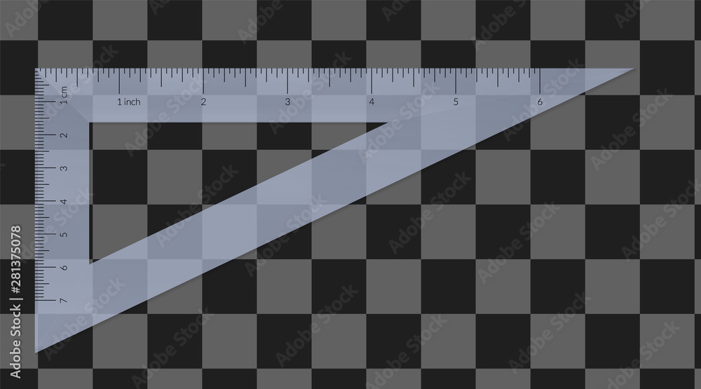 Plastic isosceles triangle with metric and imperial units ruler scale ...