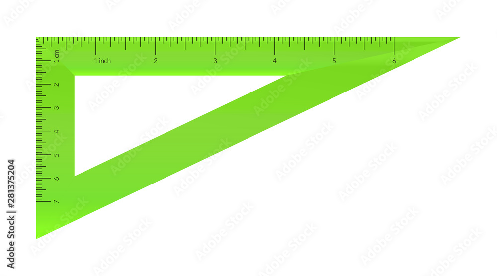 Plastic isosceles triangle with metric and imperial units ruler scale ...