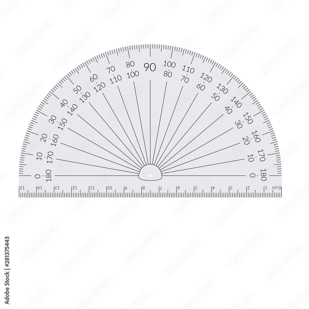 Paper circular protractor with a ruler in metric units Stock Vector ...