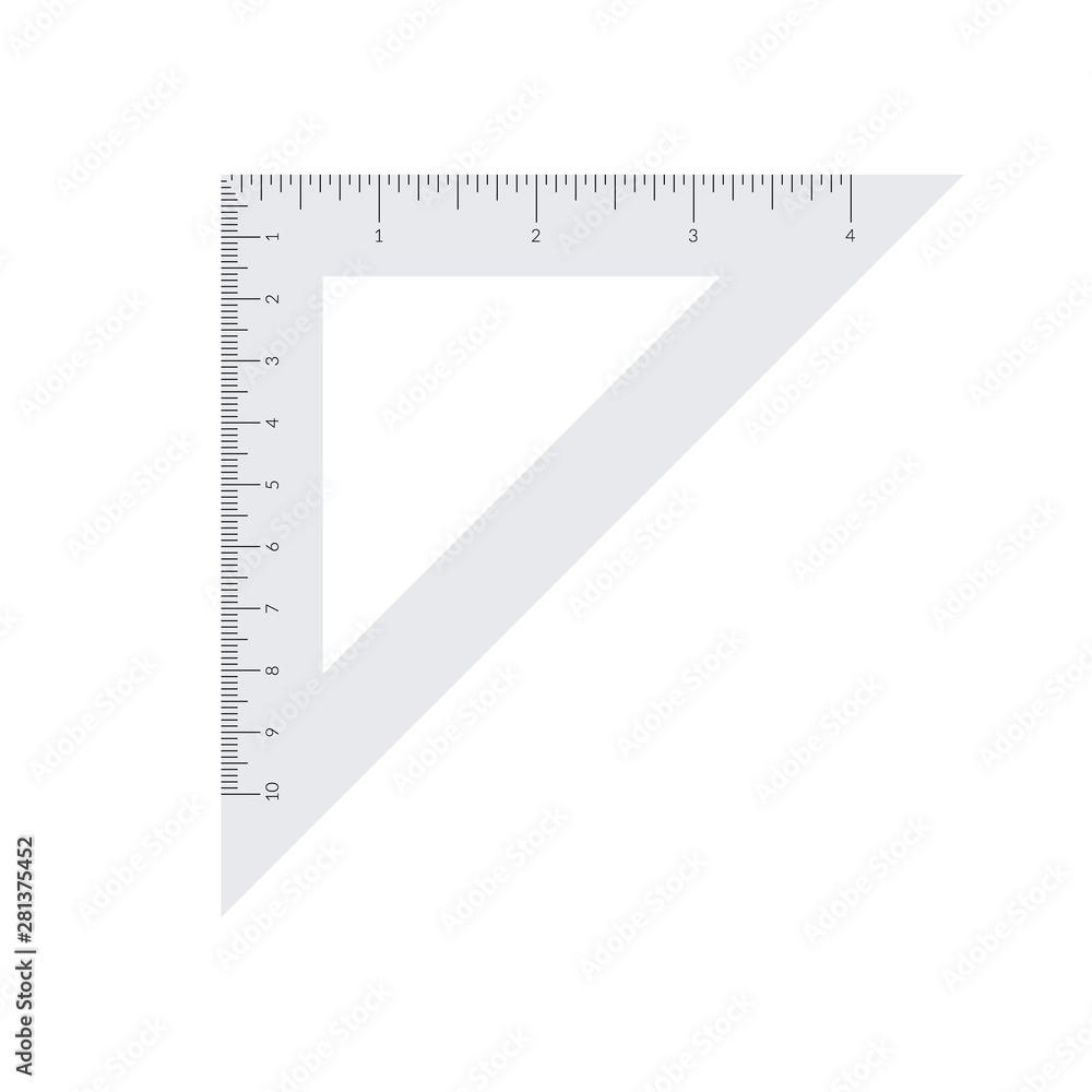 Paper isosceles triangle with metric and imperial units ruler scale ...