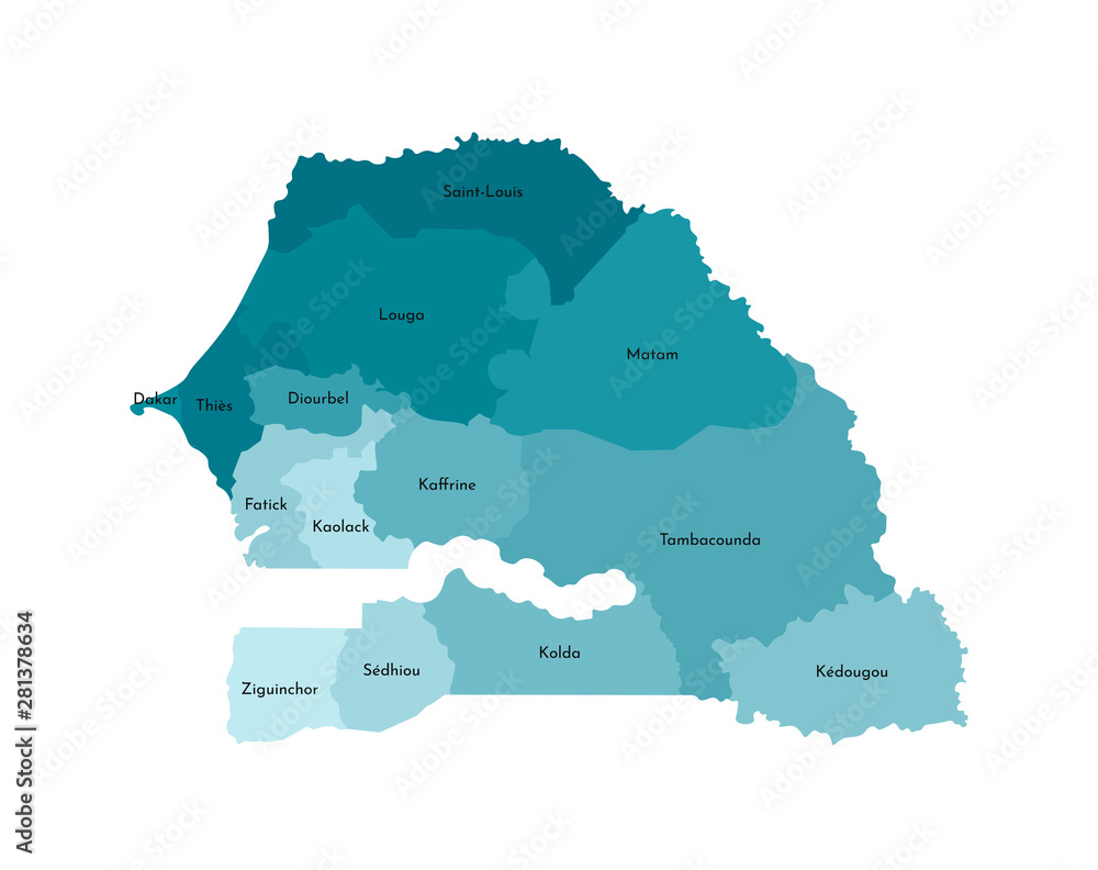 Vector isolated illustration of simplified administrative map of ...