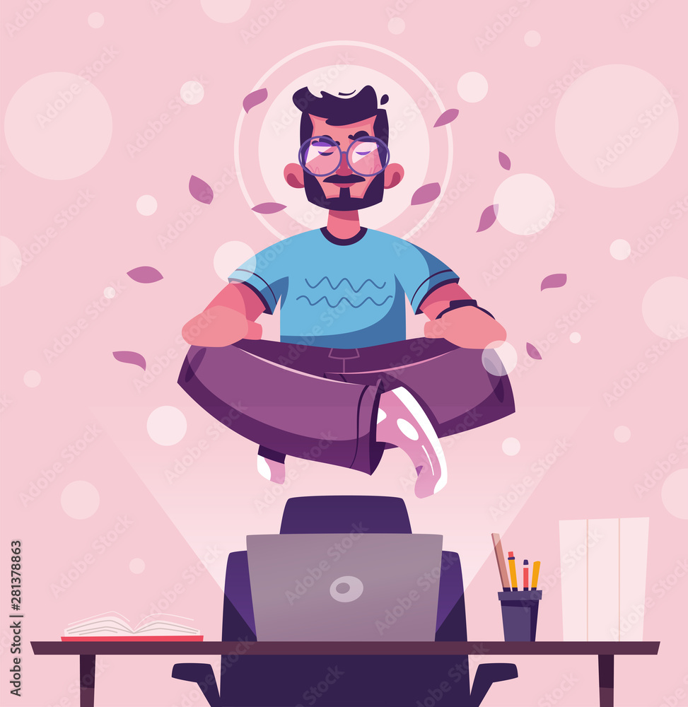 Meditation health benefits for body, mind and emotions. Cartoon vector ...