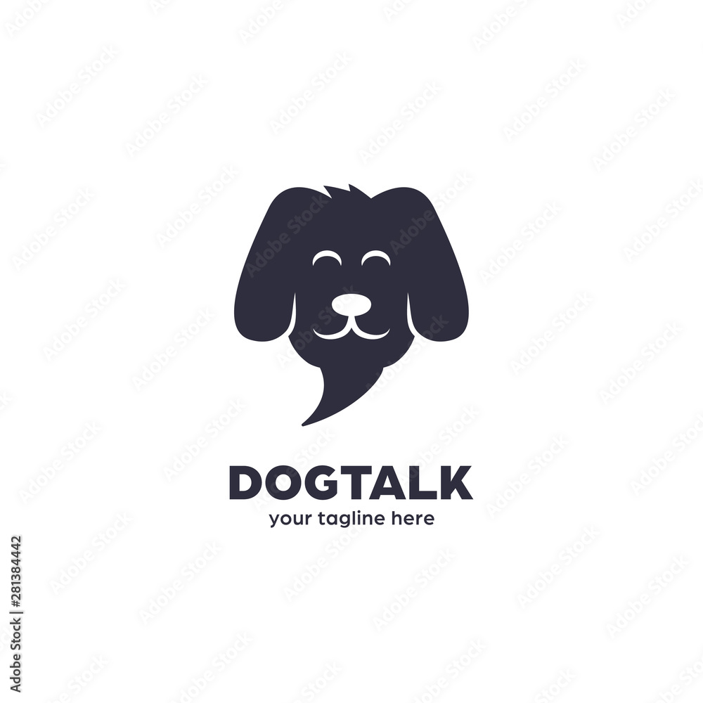 Pet dog talk whisperer logo, dog trainer logo in bubble chat speak ...