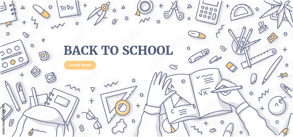 Back to School Doodle Background Concept Stock Vector | Adobe Stock