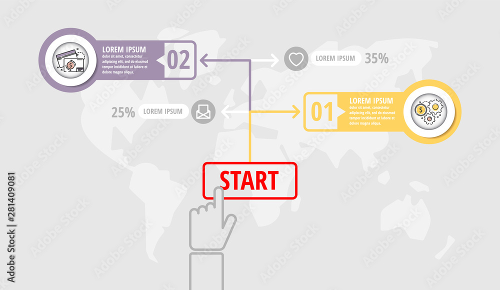 Vector infographic flat template timeline for two label, diagram, graph ...
