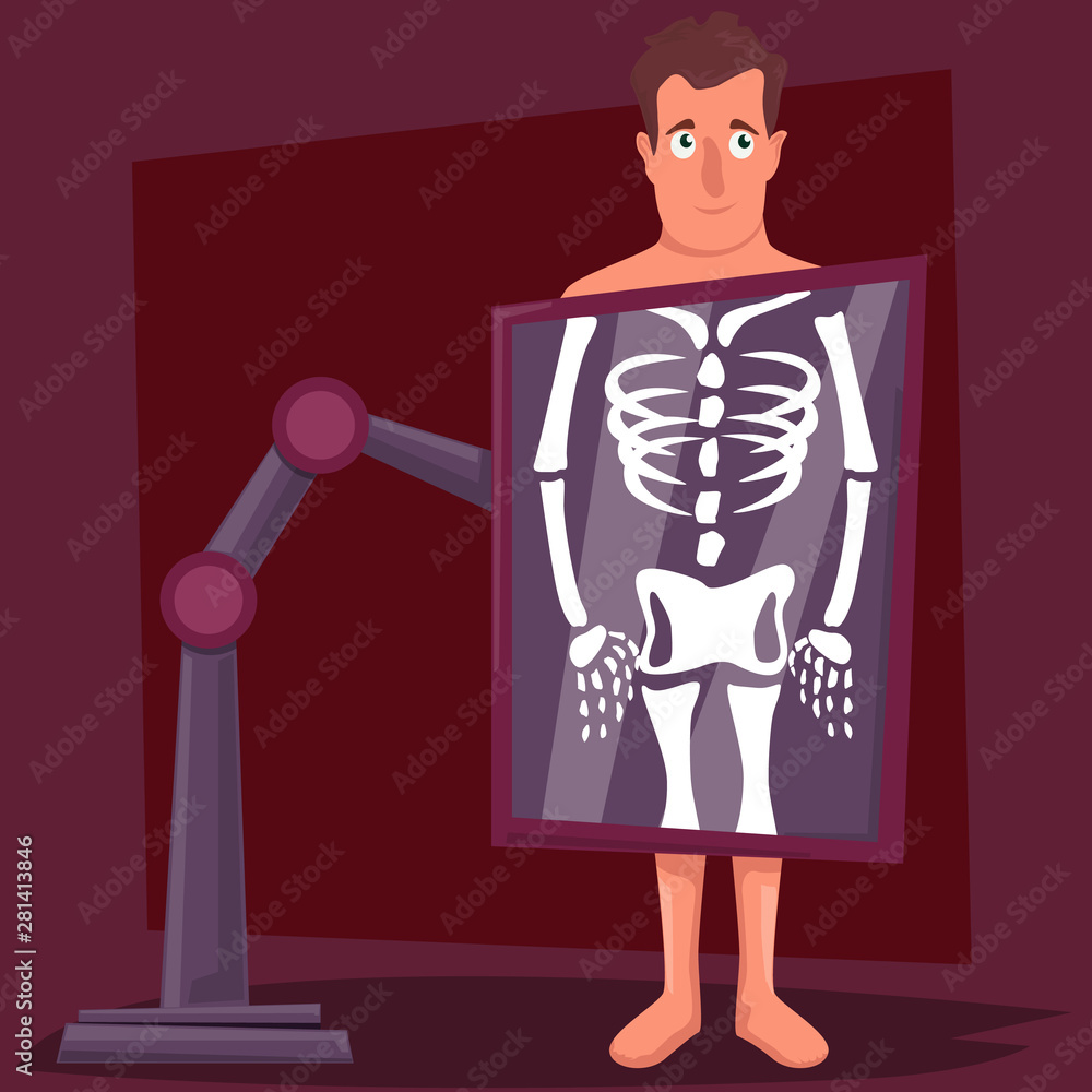 Cartoon character during radiography procedure Stock Vector | Adobe Stock