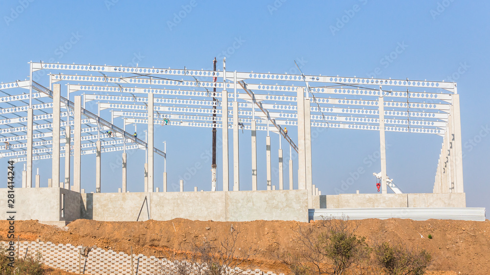 Industrial Construction Site New Warehouse Factory Building concrete ...