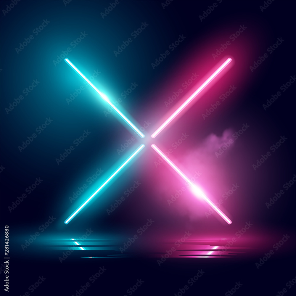 Glowing Neon cyan and pink background stage Lights, Futuristic mood ...