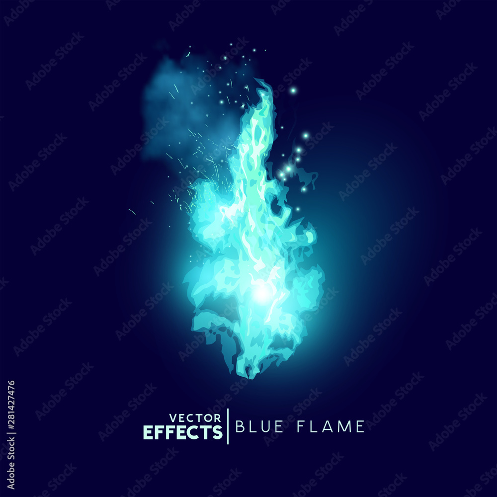 Mystical Blue Fire Flames Vector Stock Vector | Adobe Stock