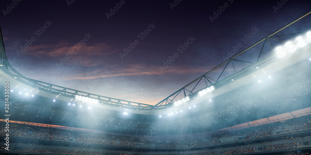Professional soccer field stadium. Sky view. 3D illustration Stock ...