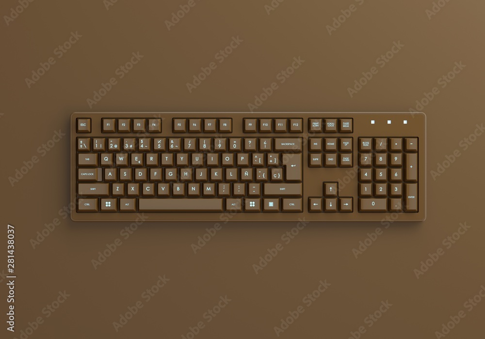 Backlit brown mechanical keyboard. Pastel colors. Stock Illustration ...
