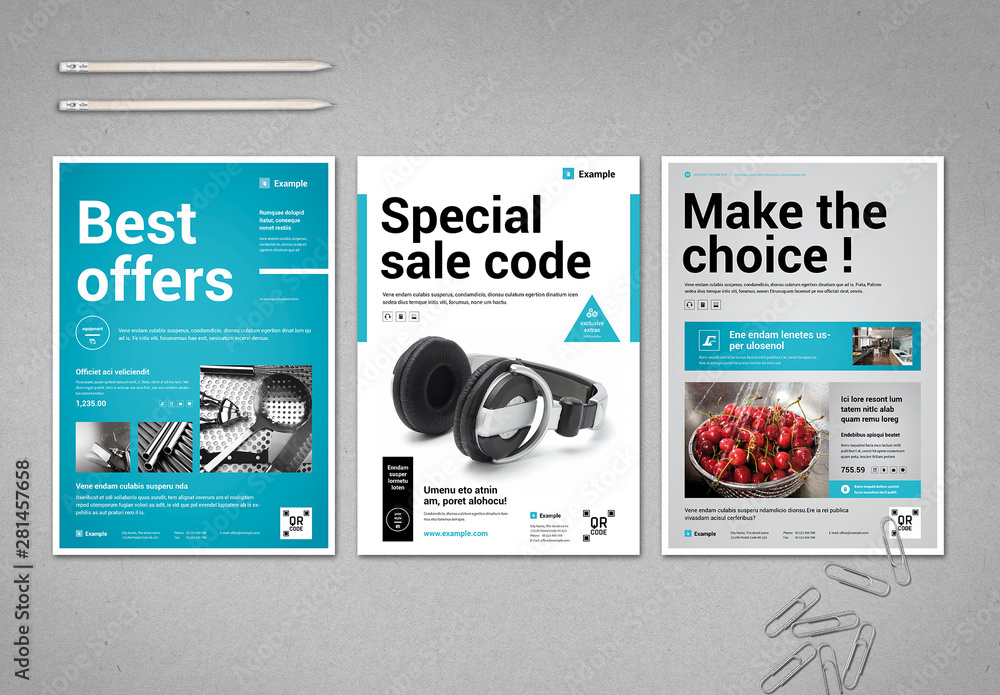 White and Light Gray Product Flyer with Blue Accents Stock Template ...