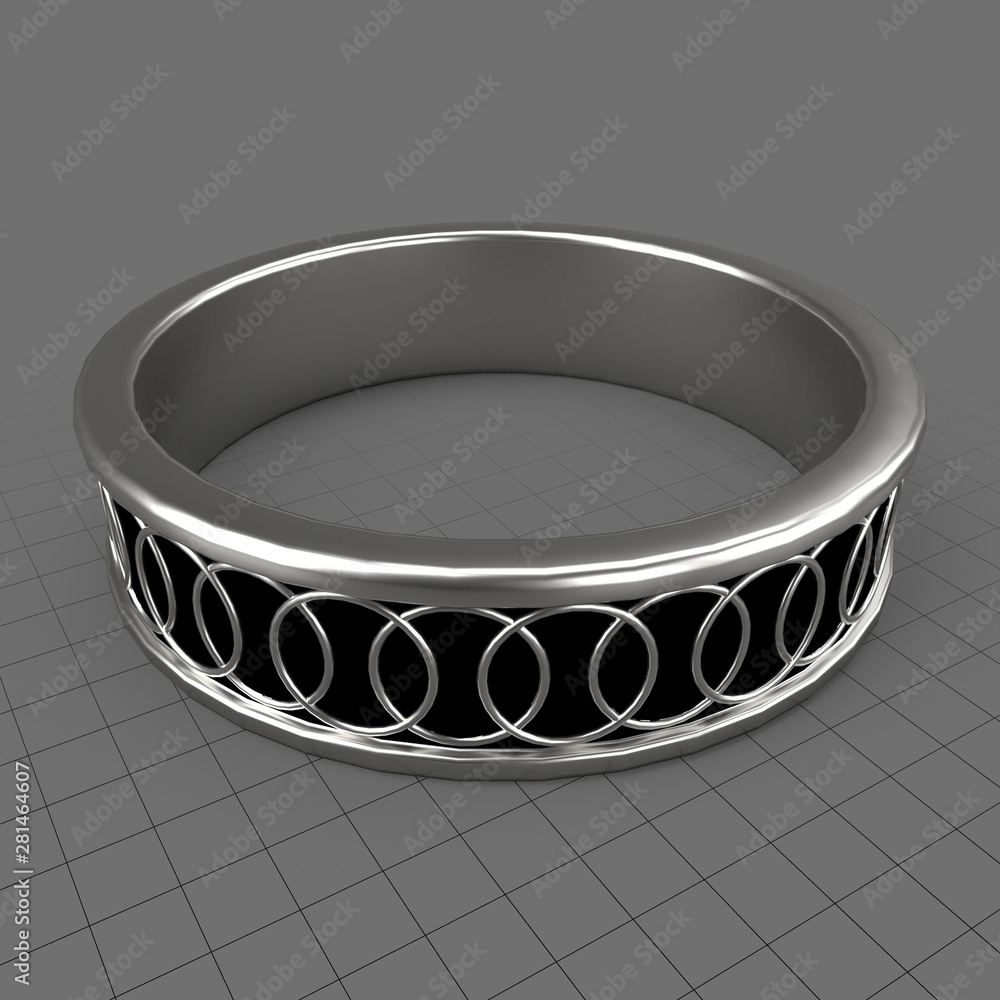 Mens wedding ring with interlocking ring pattern Stock 3D asset | Adobe ...
