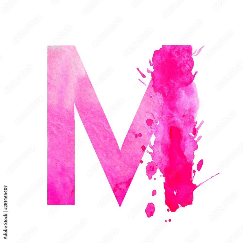 Watercolor letter m with splash effect Stock Illustration | Adobe Stock